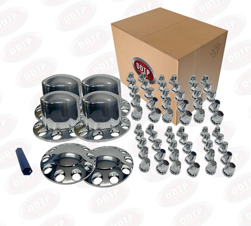 Wheel Chrome Cover Full Set (Flat Top)(2 Front + 4 Rear + Lug Nut Cove ...