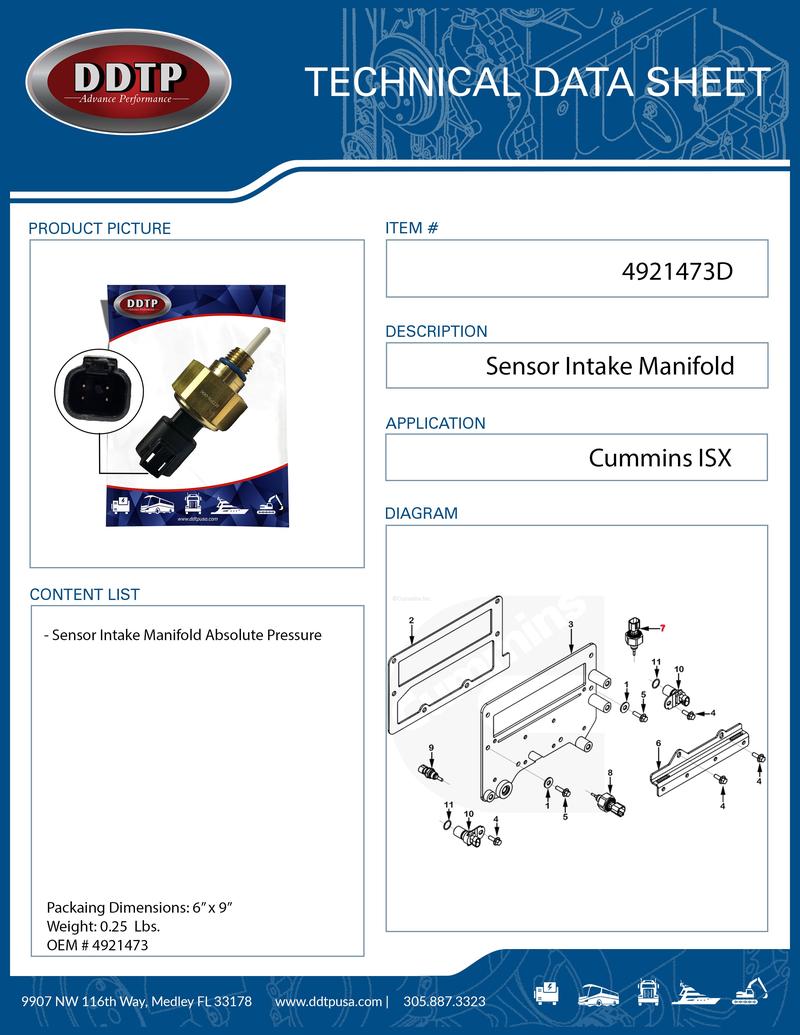 Intake Manifold Sensor Absolute Pressure (MAP) Cummins ISX (4921473 ...