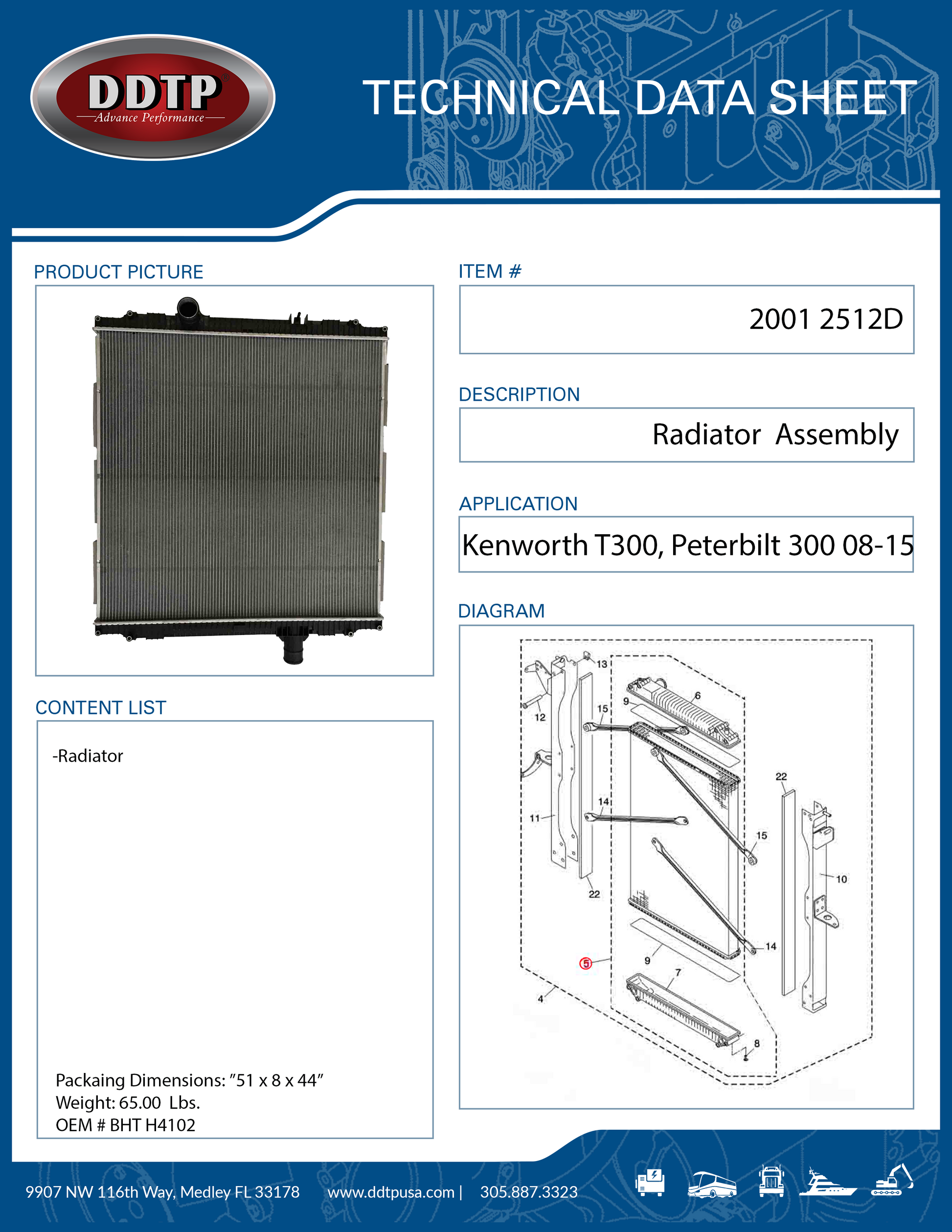 Radiator Kenworth T300, Peterbilt 300 Series 08-15 ( BHT H4102 ) – DDTP ...