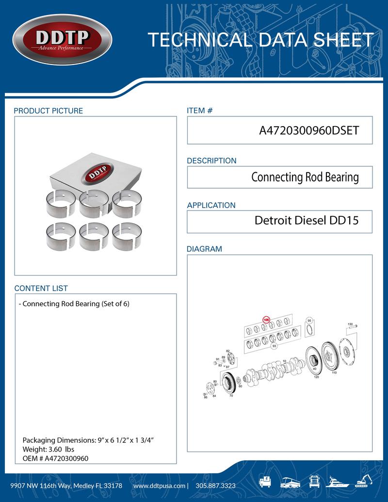 Connecting Rod Bearing DD15 Set of 6 ( A4720300960 ) – DDTP STORE ONLINE