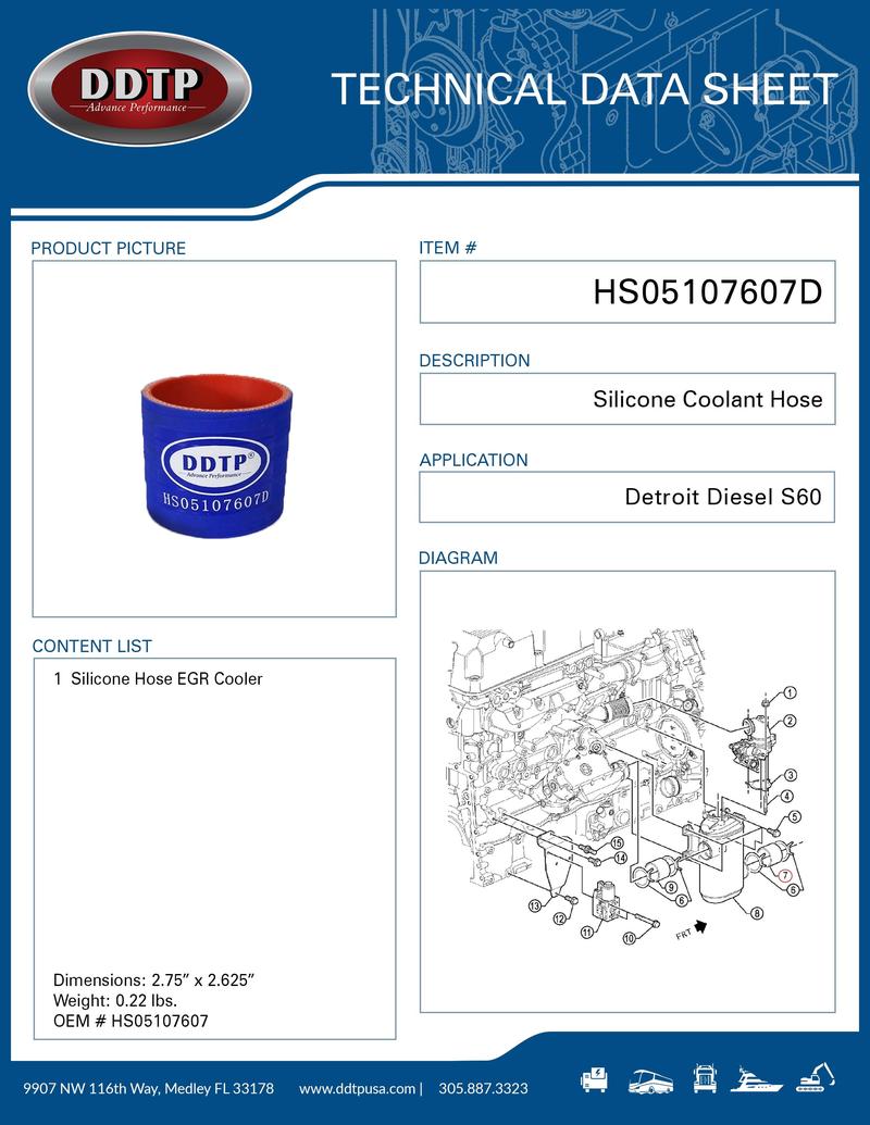 Silicone Coolant Hose 2.75"X2.625" 4-Ply for Detroit Diesel Engine Ser ...